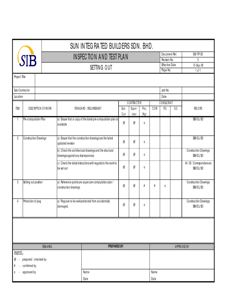 ITP-SO (Rev 0) - Setting Out | PDF