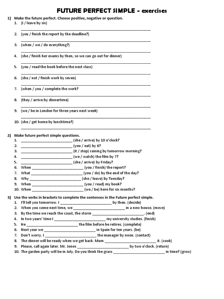 Future Perfect Simple Continuous - Exercises PDF | PDF