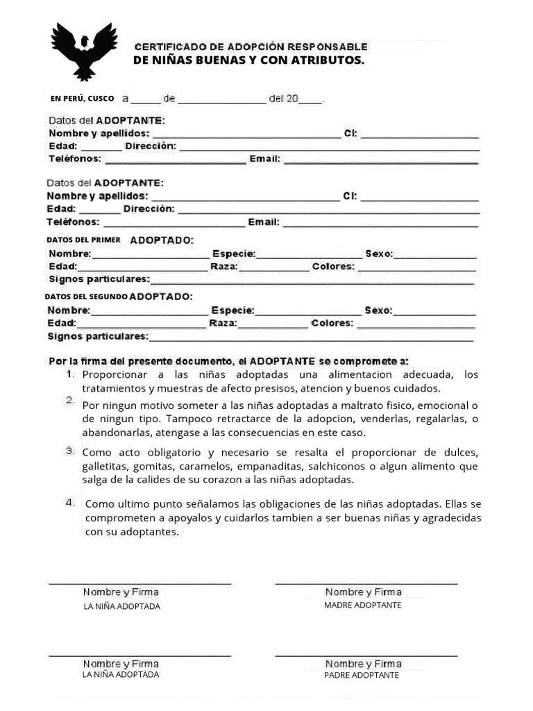 Carta De Adopcion Pdf