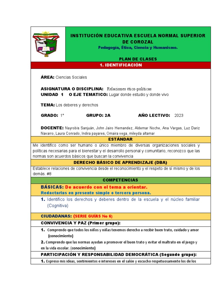 FORMATO PLAN DE CLASES ACTUALIZADO Sociales | PDF