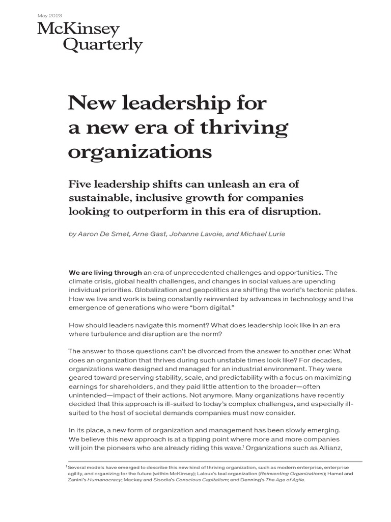 New Leadership For A New Era of Thriving Organizations PDF | PDF ...