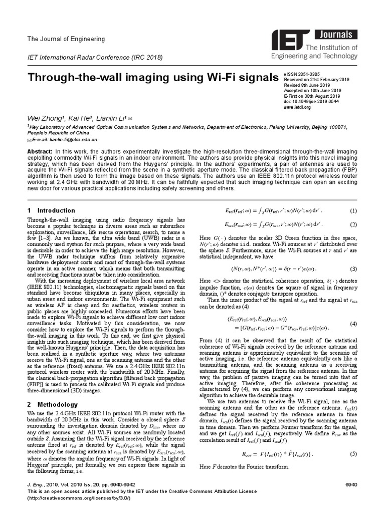 Through-The-Wall Imaging Using Wi-Fi Signals PDF | PDF | Wi Fi | Ieee 802.11