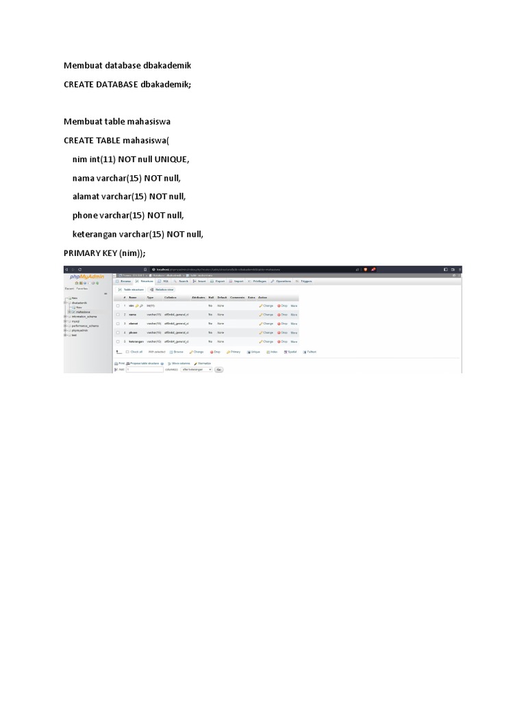 Membuat Database Dbakademik | PDF Membuat Database Dbakademik | PDF