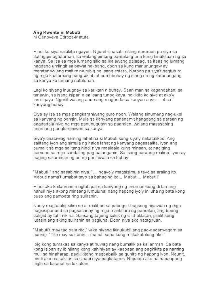 Ang Kwento Ni Mabuti | PDF