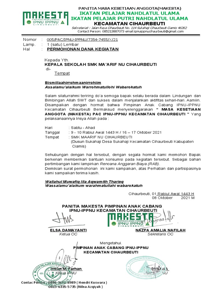 Surat Permohonan Dana Epoy | PDF