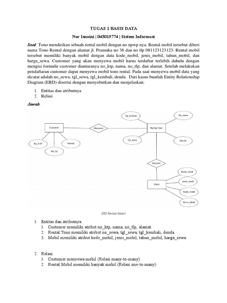 Nor Isnaini - 043015774 - Tugas 1 Basis Data S4 | PDF