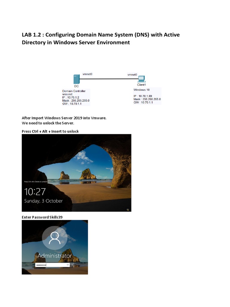 Lab 1.2 Configuring DNS With Active Directory | PDF | Ip Address ...