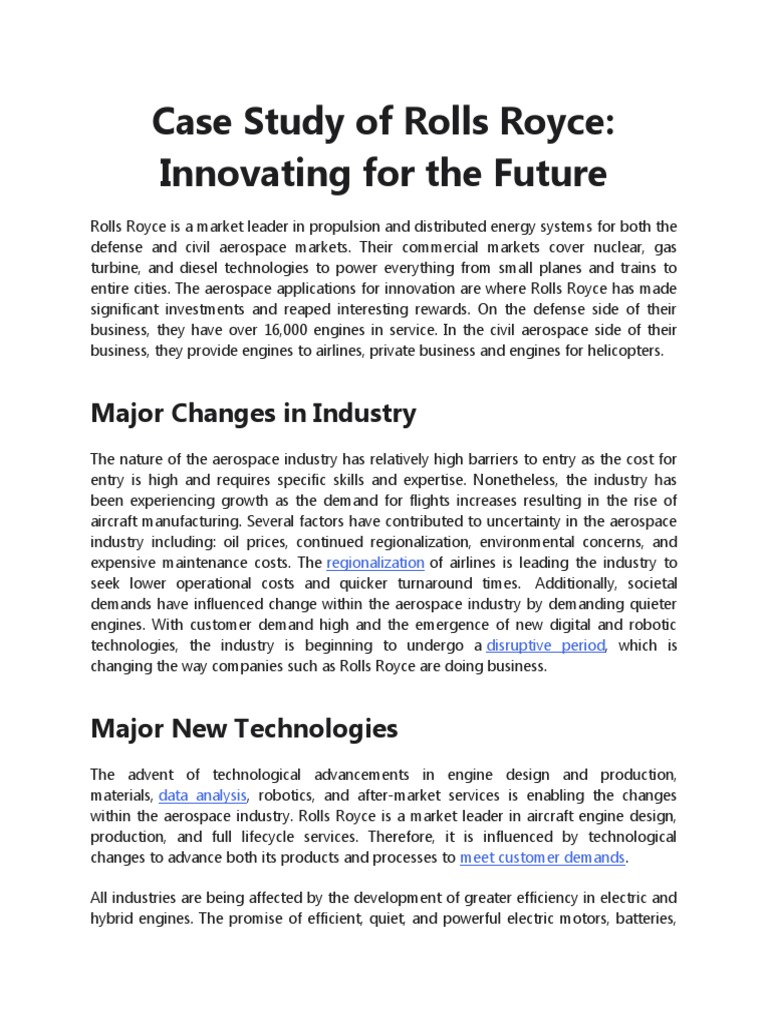 Case Study of Rolls Royce | PDF
