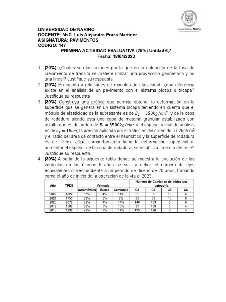 Actividad Evaluativa 2 Pavimentos | PDF