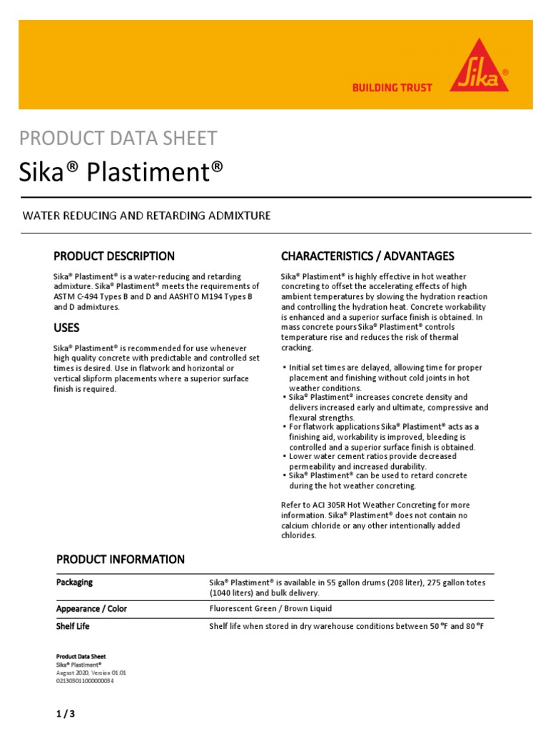 Sika Plastiment | PDF