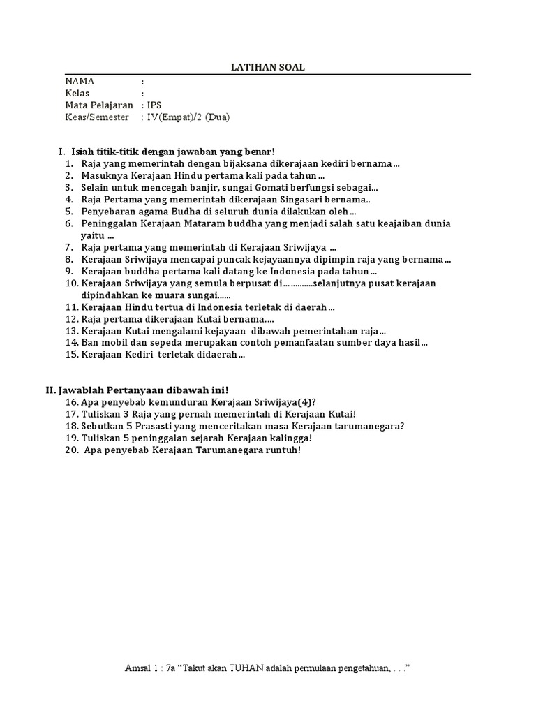 latihan ips kls 4.docx | PDF