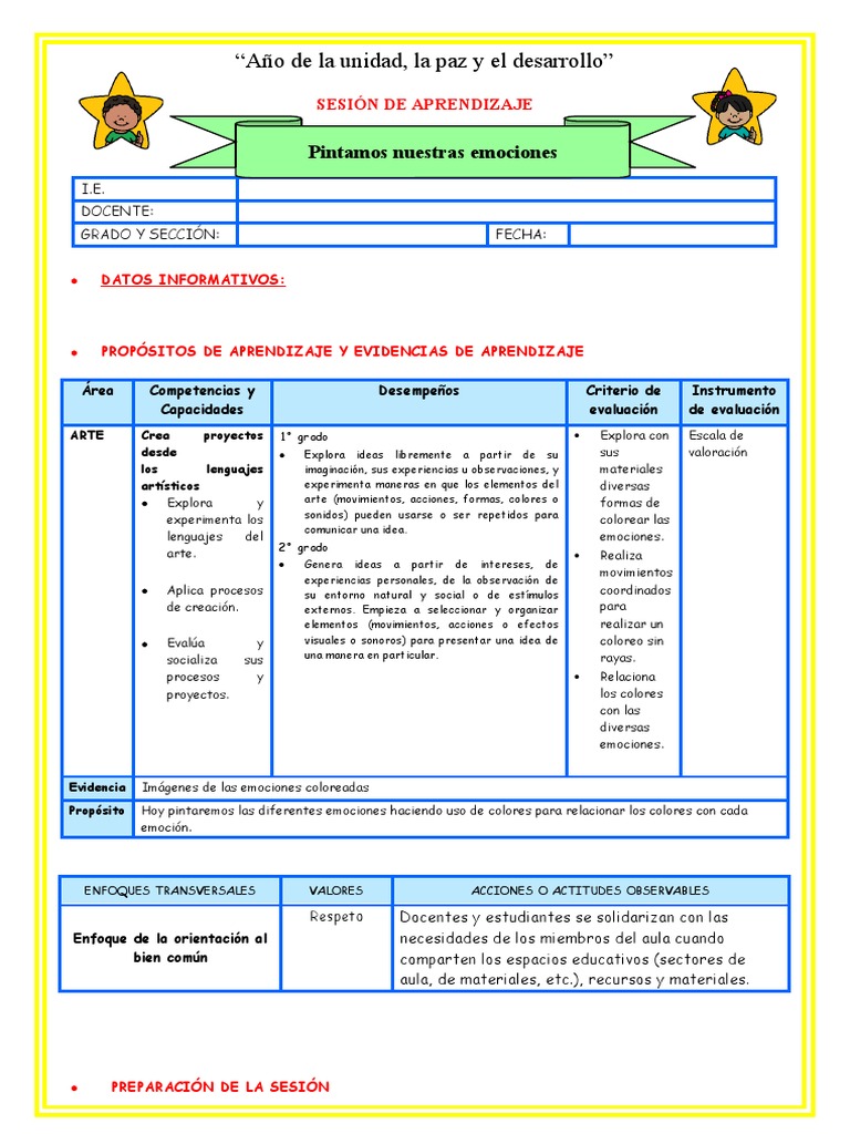 Iii-E1 S2 Sesion D5 Arte Pintamos Nuestras Emociones | PDF