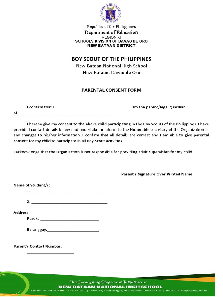 Parental Consent for Boy Scouts | PDF