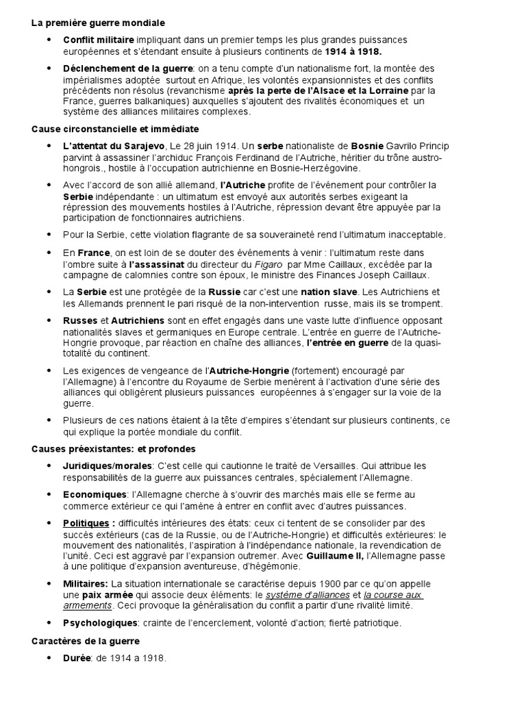 Causes et conséquences de la Première Guerre mondiale | PDF