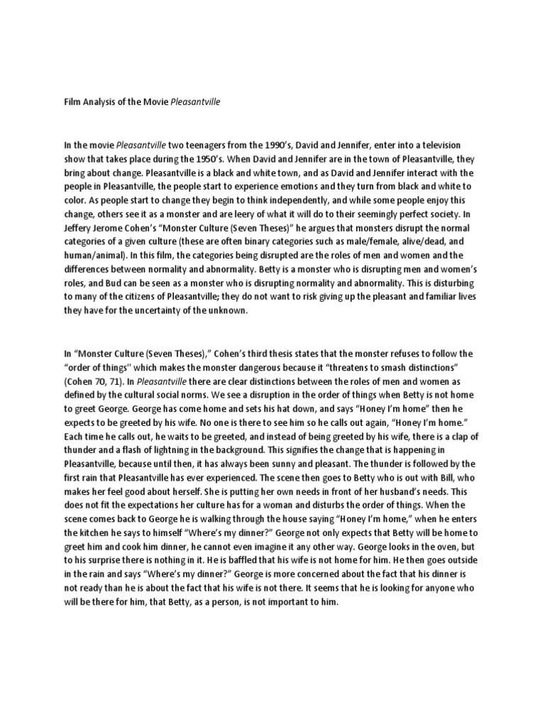 01 Film Analysis of The Movie Pleasantville | PDF
