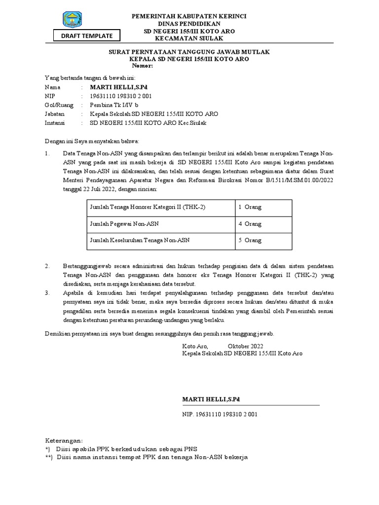 Format SPTJM Kepala Opd | PDF
