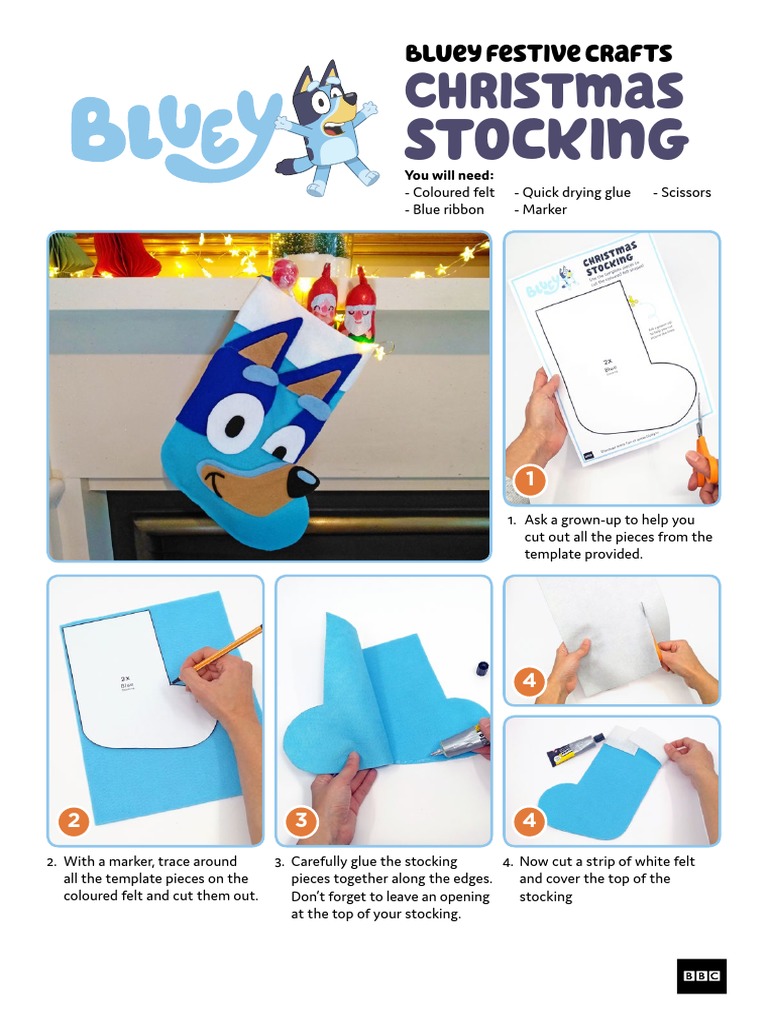 Bluey Christmas Stocking Craft Template | PDF