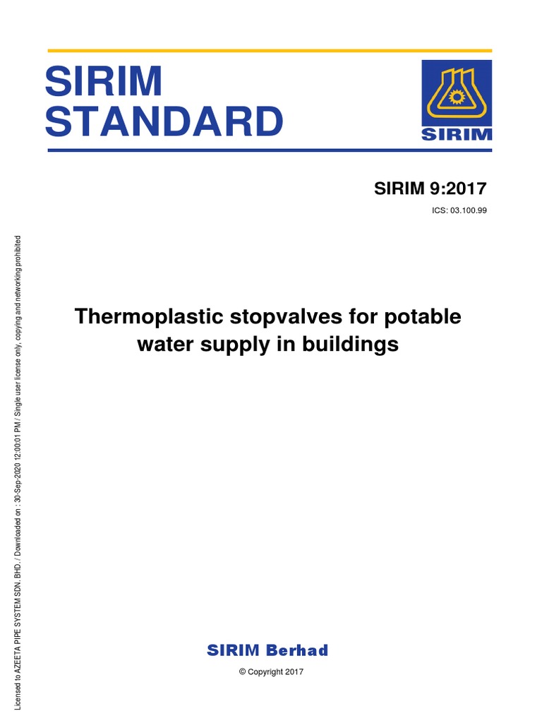 Sirim 9 - 2017 - Azeeta Pipe - 30.9.2020 | PDF | Pipe (Fluid Conveyance ...