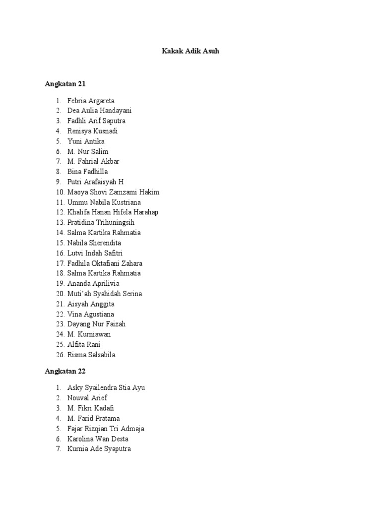 Kakak Adik Asuh | PDF