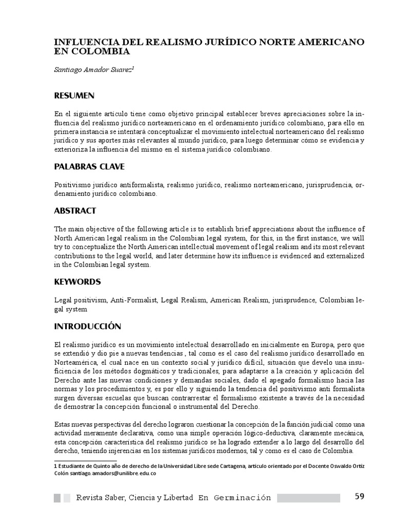 11 Influencia Del Realismo Jurídico Norte Americano en Colombia 59-62 | PDF