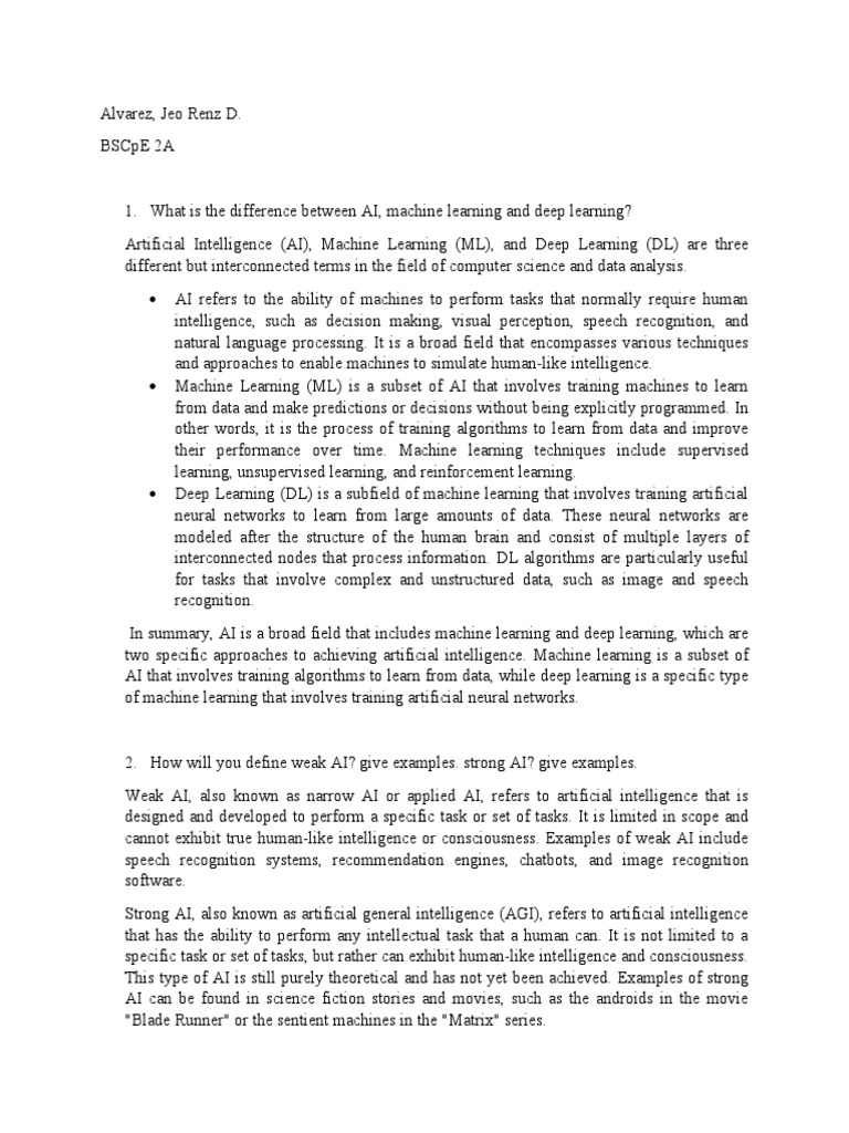 Artificial Intelligence and Examples | PDF | Machine Learning ...