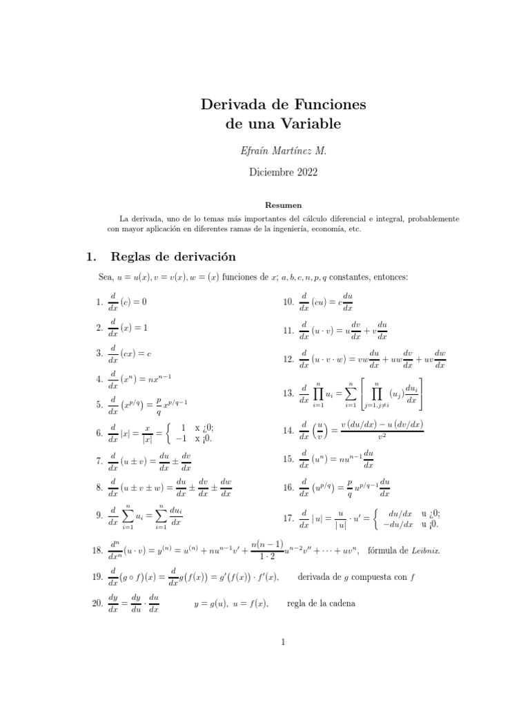 Reglas de Derivación y Aplicaciones | PDF
