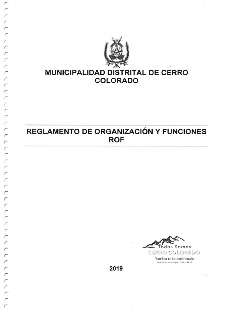 Reglamento de Organizacion y Funciones ROF 2019 MDCC | PDF