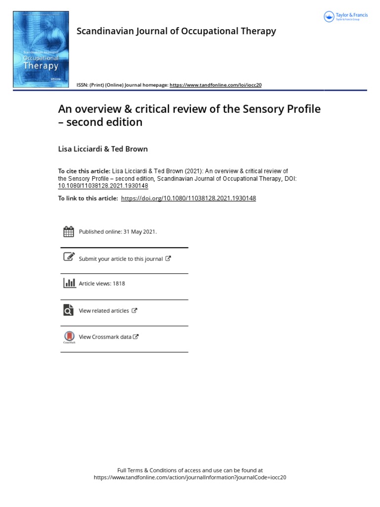 Critical Review of The Sensory Profile PDF | PDF