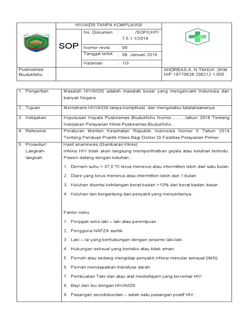 7.6.1 Sop Hiv Aids Tanpa Komplikasi | PDF