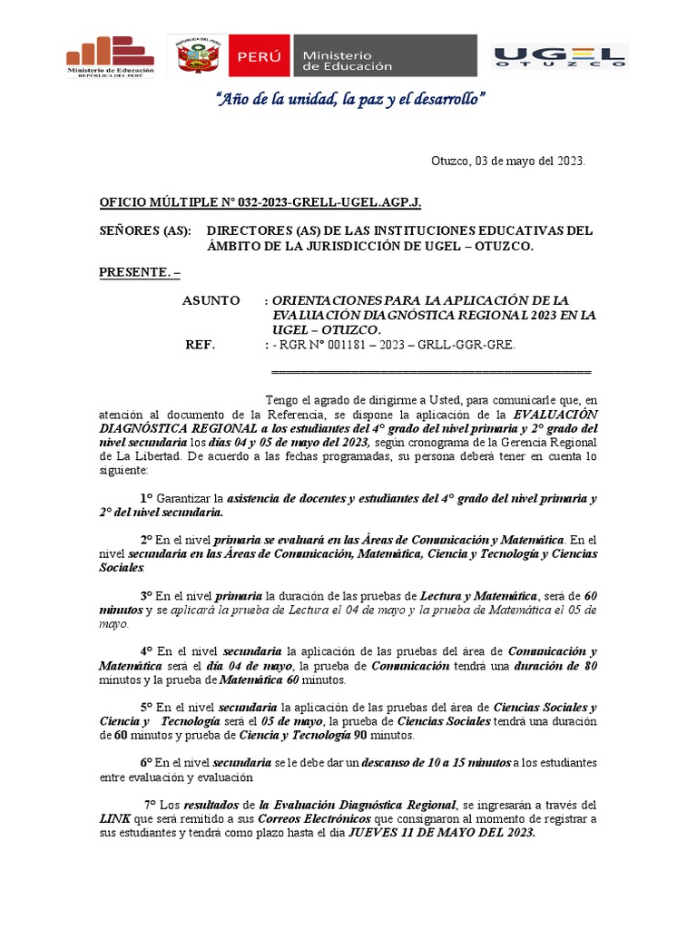 Oficio Múltiple #032-2023-Agp-J-.Precisiones Edr 2023 PDF | PDF