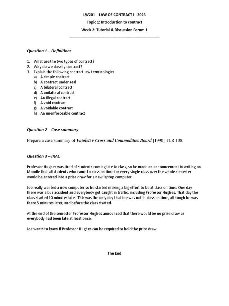 Contract Law Basics for Students | PDF