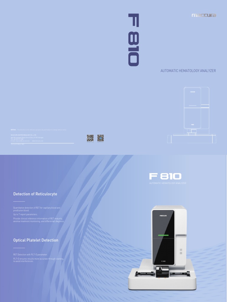 F810 Automatic Hematology Analyzer - Maccura PDF | PDF