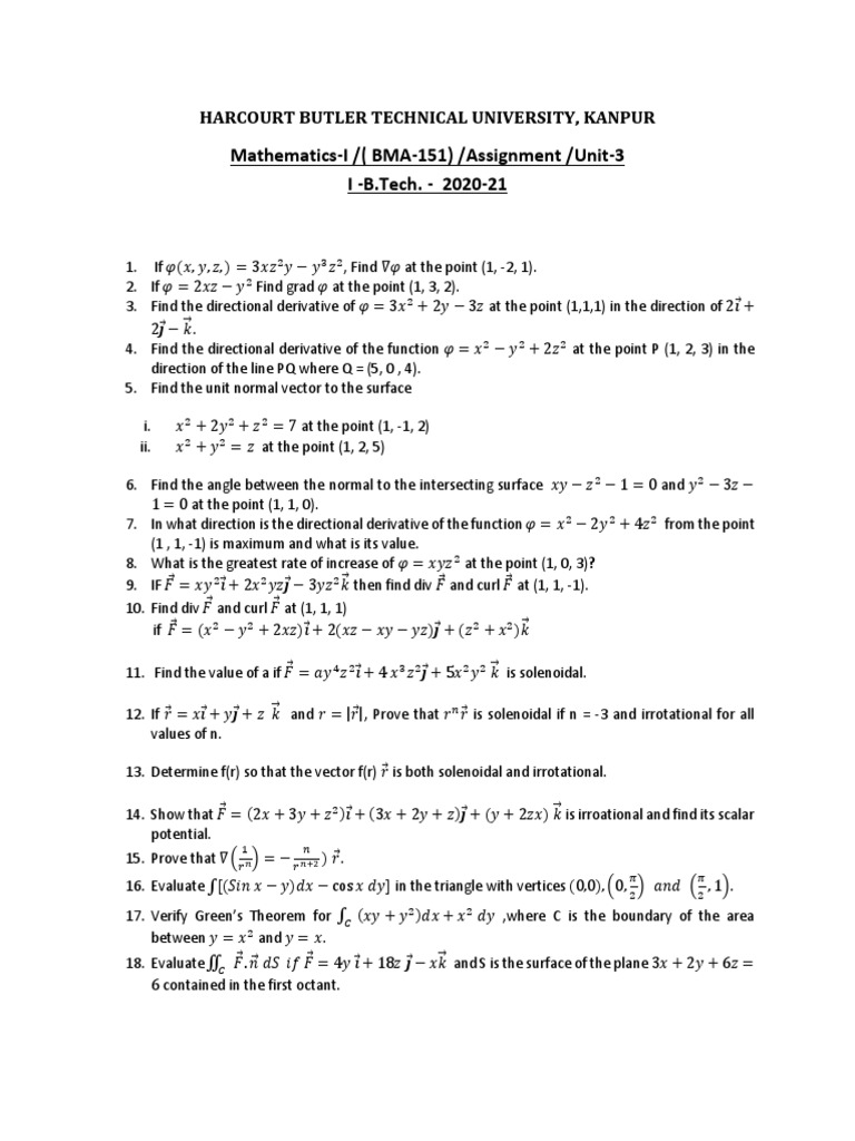 Calculus Assignment: Gradients & Theorems | PDF