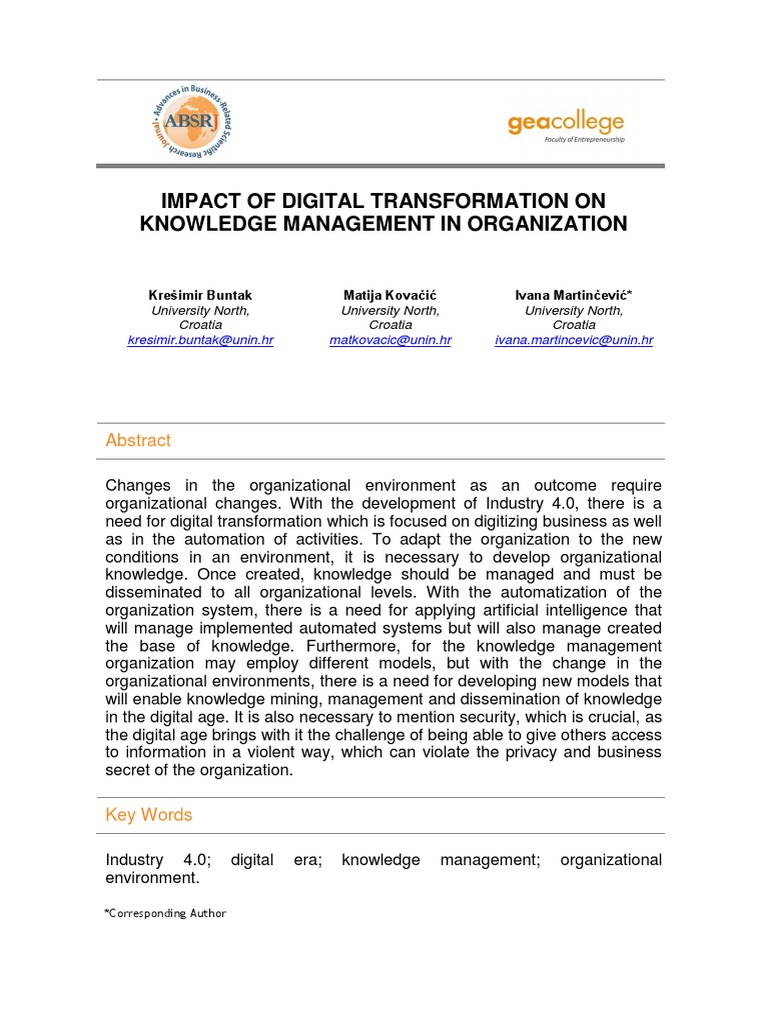 Digital Transformation & Knowledge Management | PDF | Data | Big Data