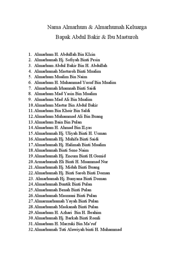 Nama Almarhum | PDF