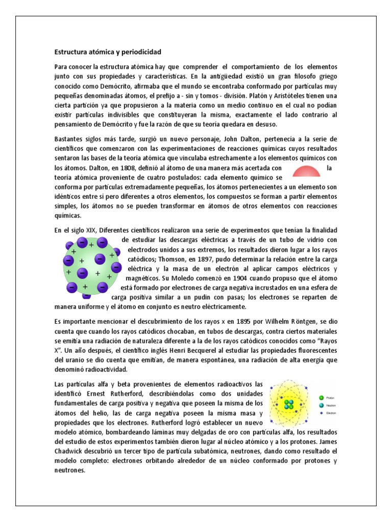 Estructura Atómica y Periodicidad - Resumen | PDF