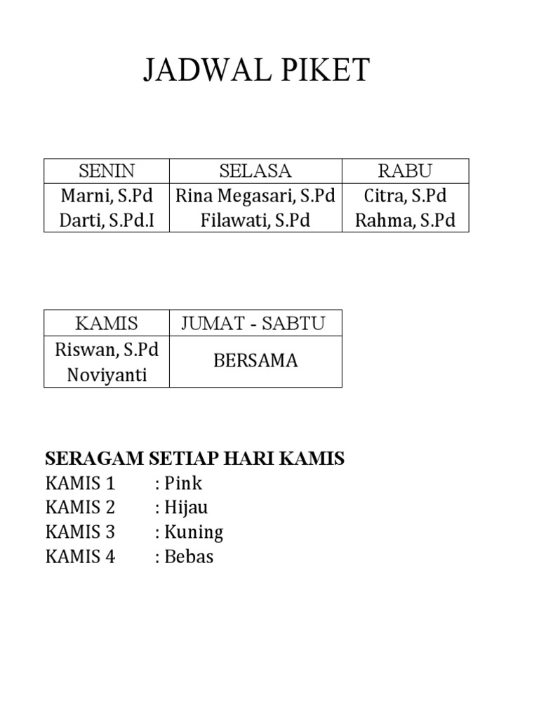 Jadwal Piket | PDF