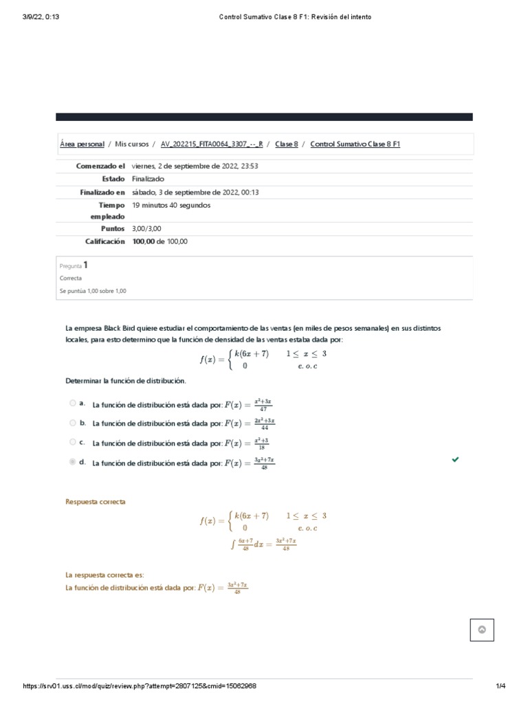 Control Sumativo Clase 8 F1 - Revisión Del Intento PDF | PDF