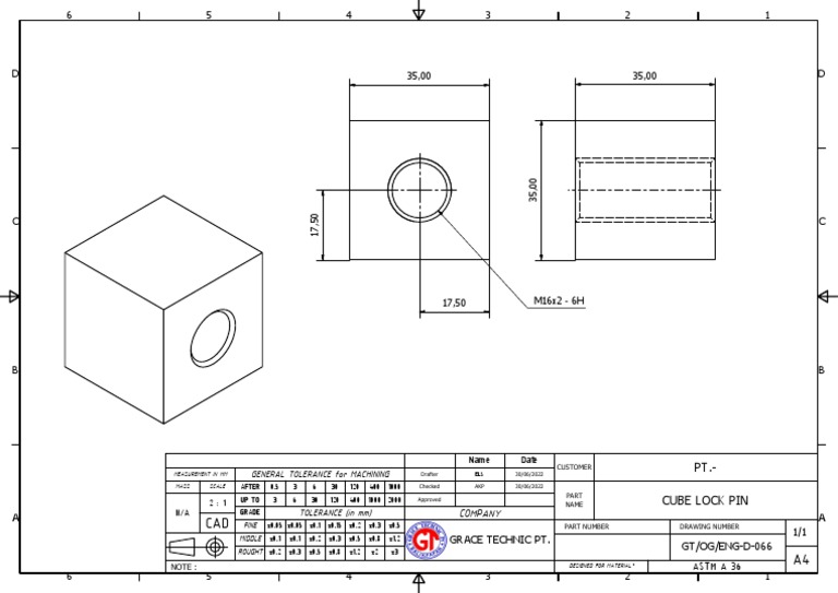 Cube Lock Pin PDF | PDF | Technical Drawing | Design