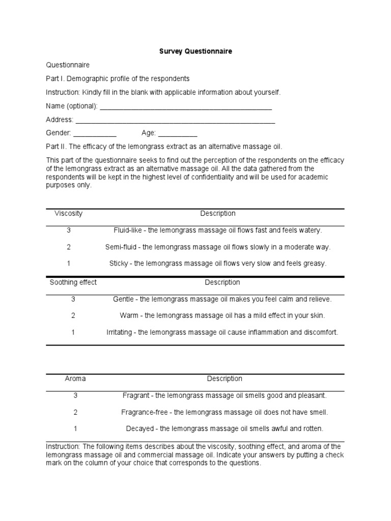 Survey Questionnaire (Final) | PDF