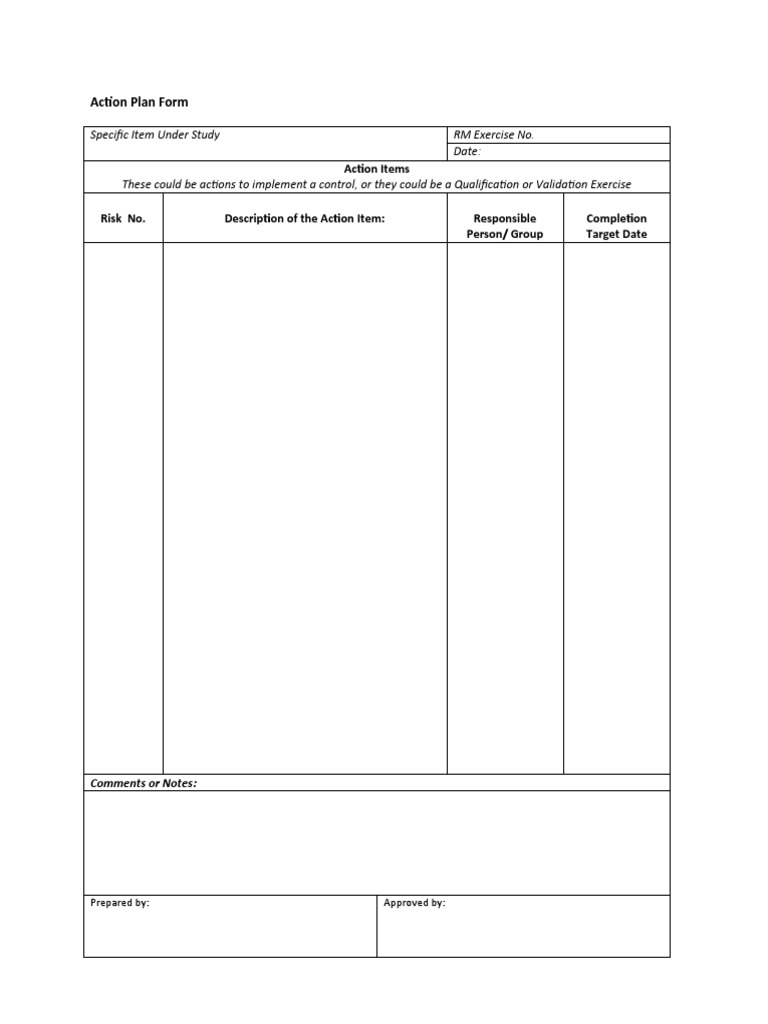 Risk Management Action Plan Form | PDF Risk Management Action Plan Form | PDF