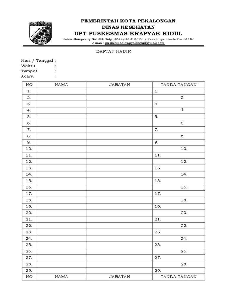 Daftar Hadir PERTEMUAN | PDF