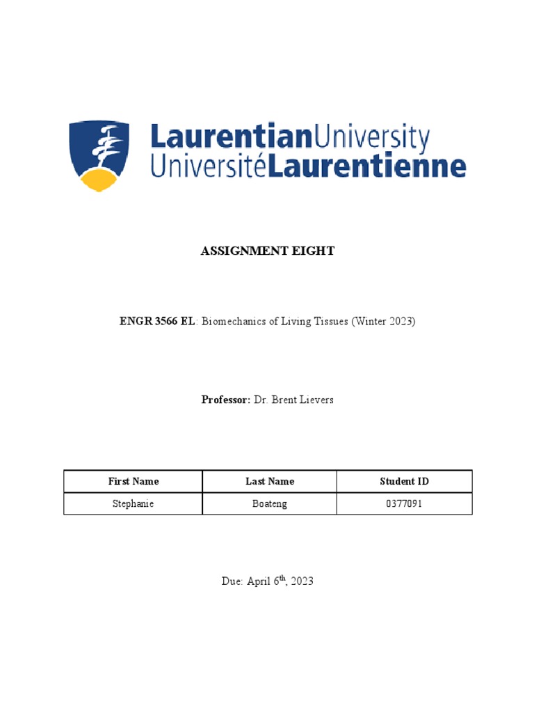 Boateng, Stephanie (0377091) - ENGR3566 - Assignment 8 PDF | PDF