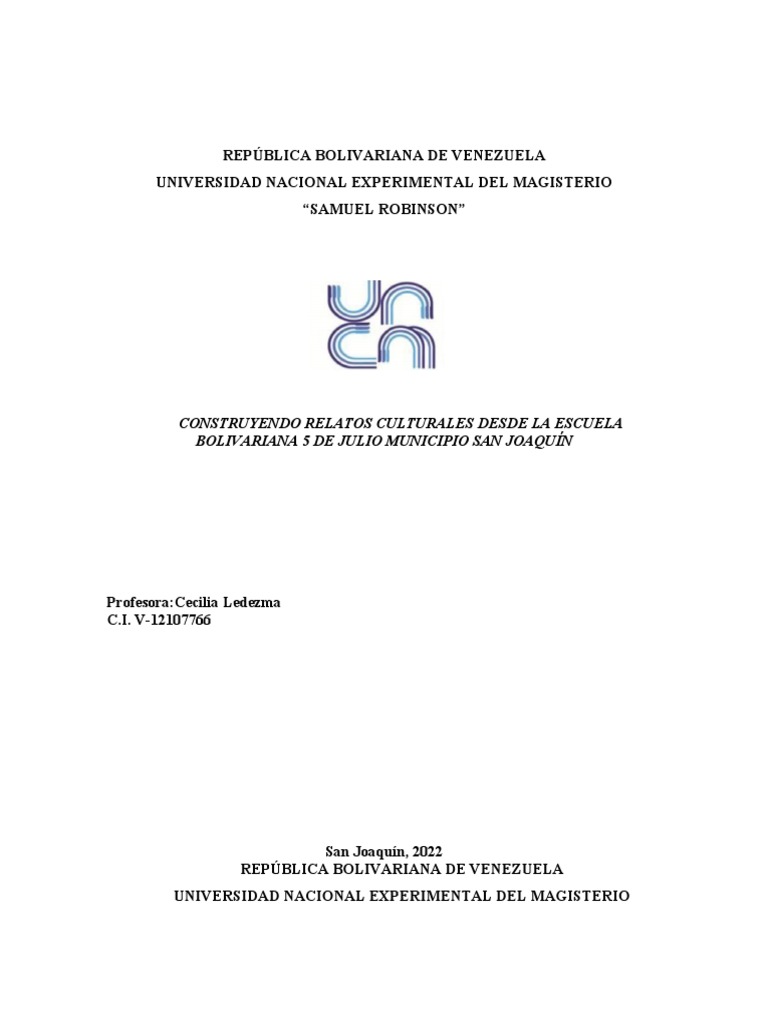 Trabajo de GRADO UNEM Cecilia | PDF | Tradiciones