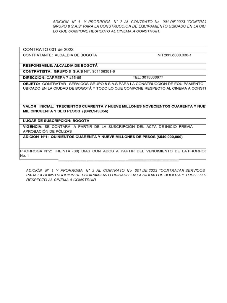 Acta de Adicion y Prorroga PDF | PDF