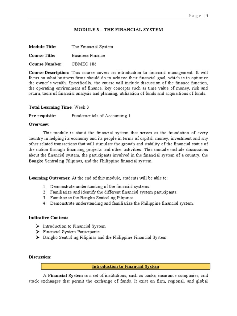 Module 3 Business Finance | PDF | Financial Markets | Securities (Finance)