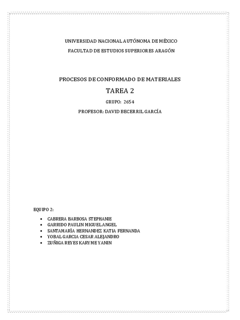 Tarea 2 Proceso de Conformado de Materiales | PDF | Hierro | Minerales