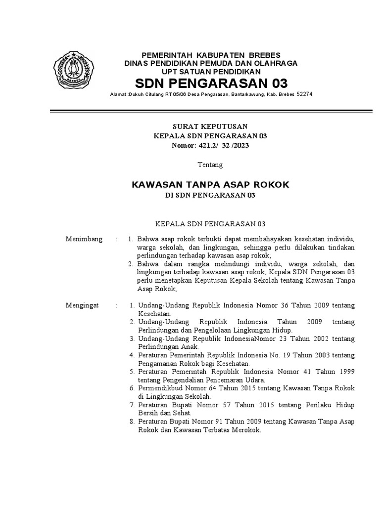 Contoh SK Ktar Sekolah Pusk Kra | PDF