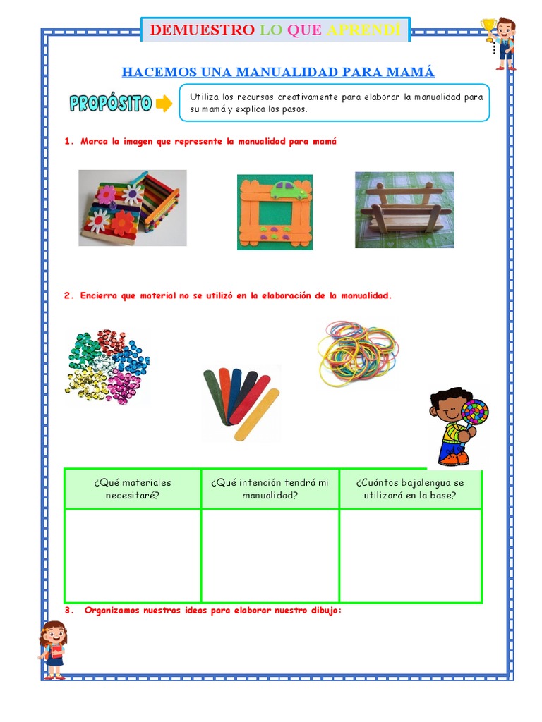 VIERNES B - FICHA - Hacemos Una Manualidad para Mamá | PDF