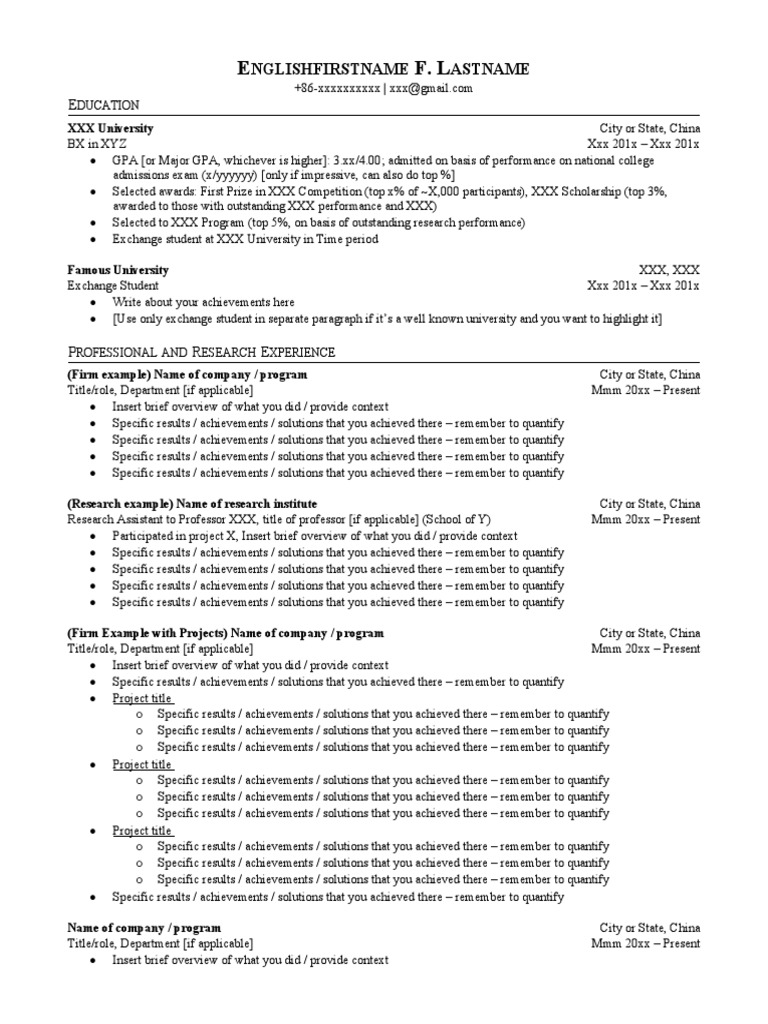 CV Template - Industry (MPP) | PDF
